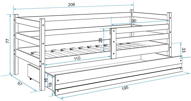 Falco Postel Norbert 90x200 bílá/zelená
