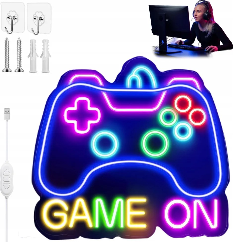 Neonová na zeď Led na Usb noční lampa Pad Game Gamepad dekorace na hraní