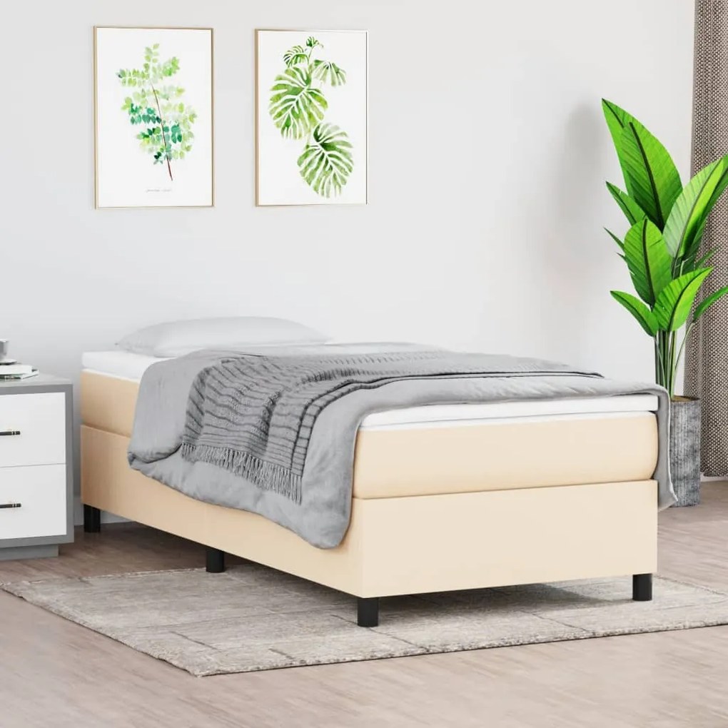 Rám postele s boxspringem krémová 100 x 200 cm textil 3120843