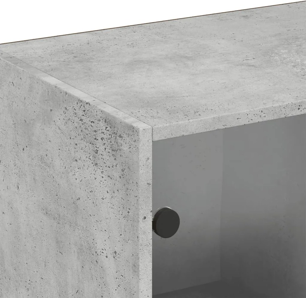 Knihovna s dvířky betonově šedá 204x37x75 cm kompozitní dřevo 3206534