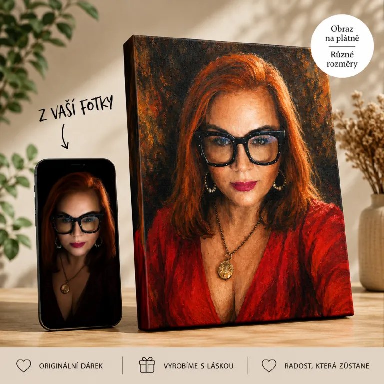 Foto obraz z vlastní fotky na plátno – Dramatický studiový portrét Rozměry obrazu: 70 x 100 cm
