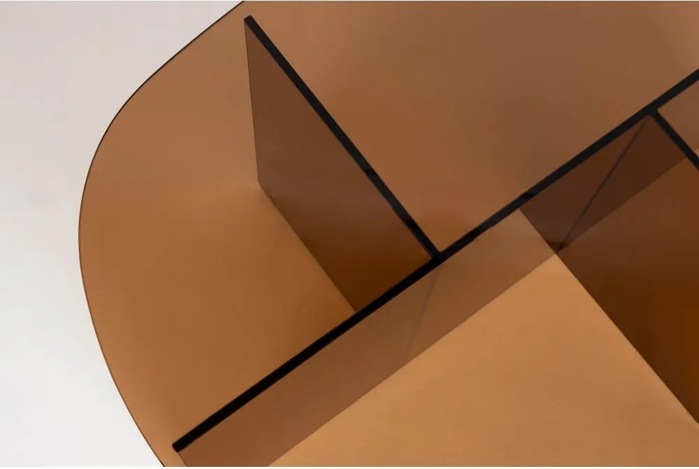 Hnědý skleněný konferenční stolek 60x80 cm Linea – Zuiver