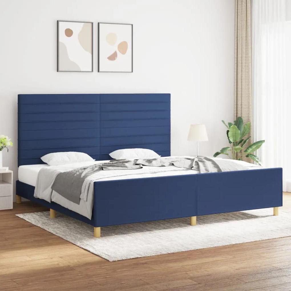 Rám postele s čelem modrý 200 x 200 cm textil,  3125168
