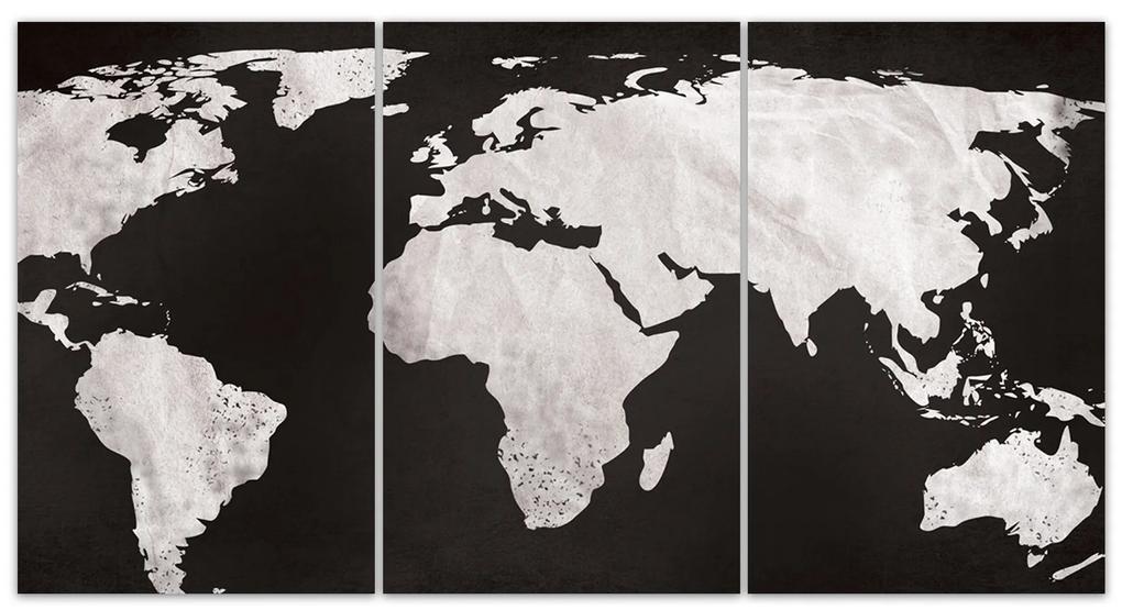 Malvis ® Obraz černobílá mapa světa Velikost (šířka x výška): 150x60 cm
