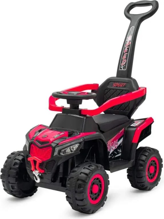 Dětské elektrické odrážedlo Baby Mix Ruggy s vodící tyčí červené