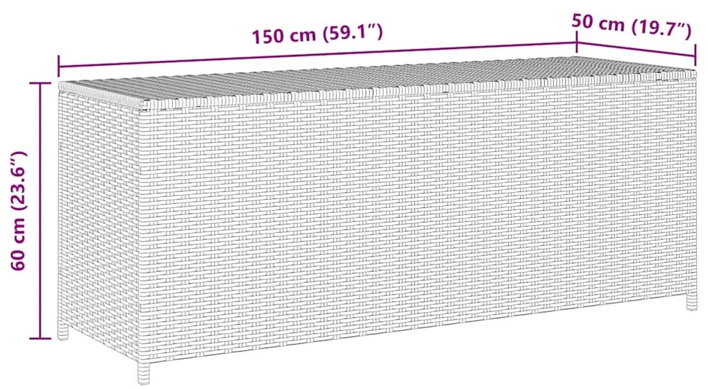 vidaXL Marketos Zahradní úložný box černý 150 x 50 x 60 cm polyratan