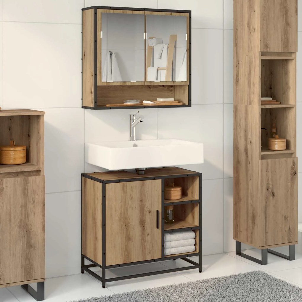 Sada koupelnového nábytku 2 ks Artisanový dub Kompozitní dřevo 3402555
