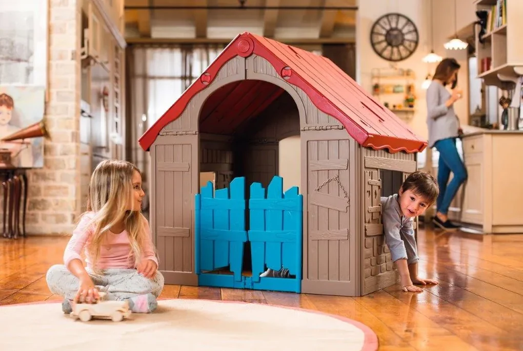 Zahradní domek Keter WONDERFOLD PLAYHOUSE červený / zelený / modrý | BIANO