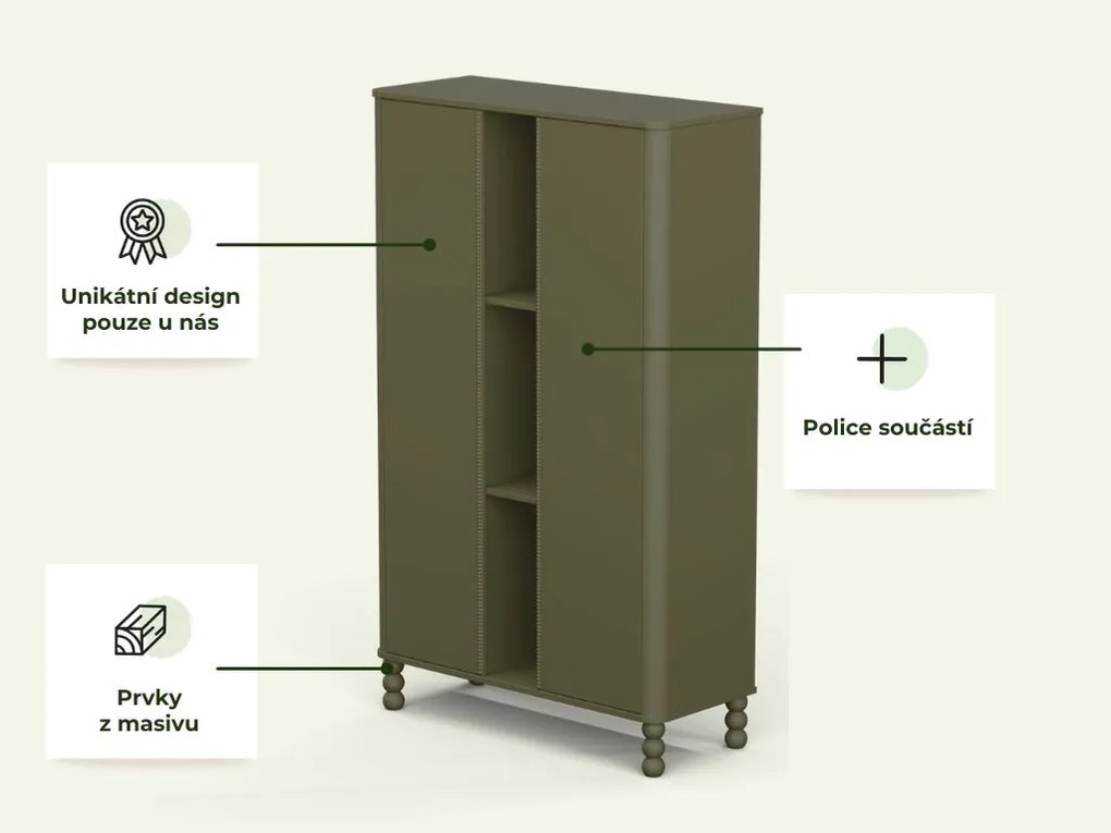 Designová vitrína DOT khaki