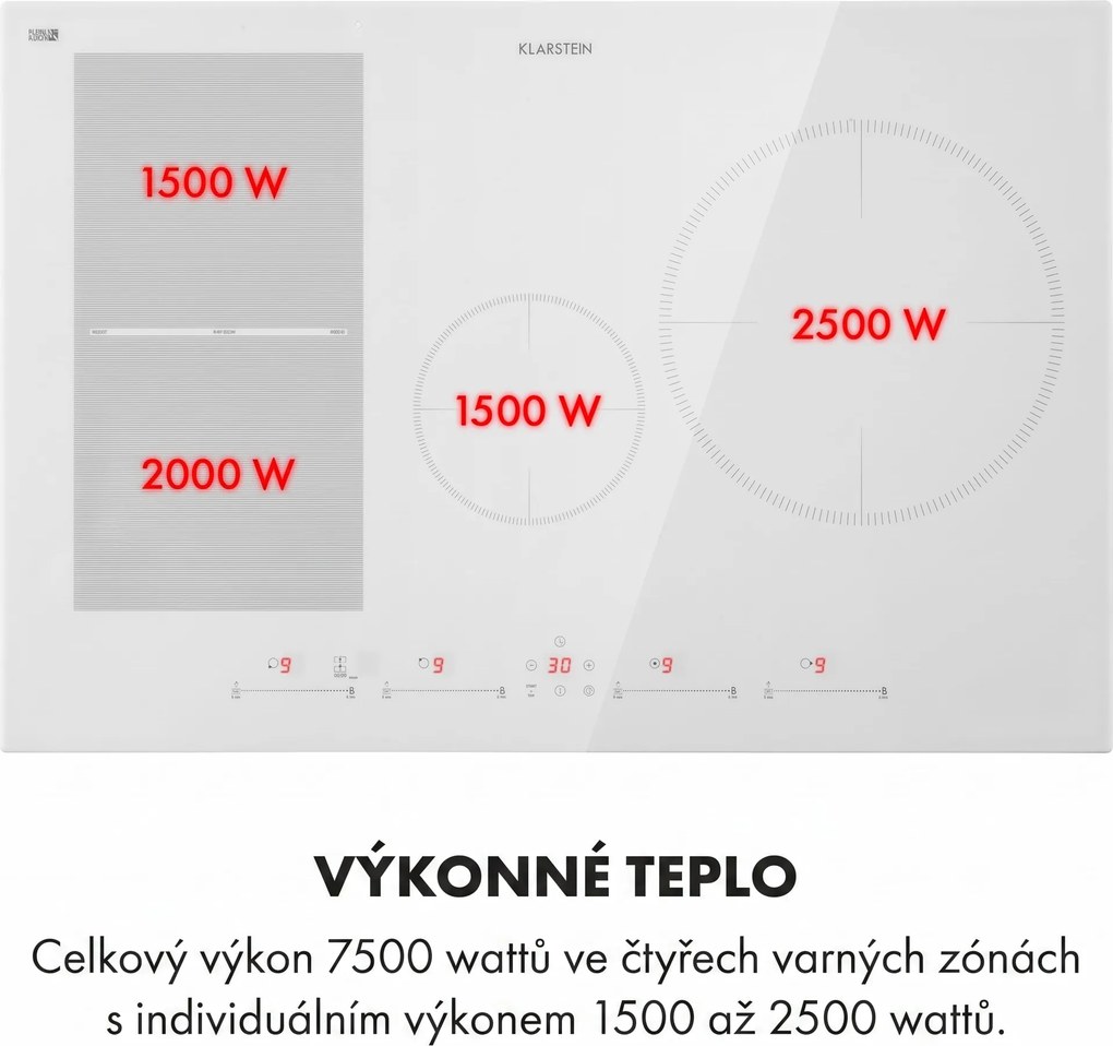 Klarstein Delicatessa 77 Hybrid, indukční varná deska, vestavná, 7000 W, 4 zóny