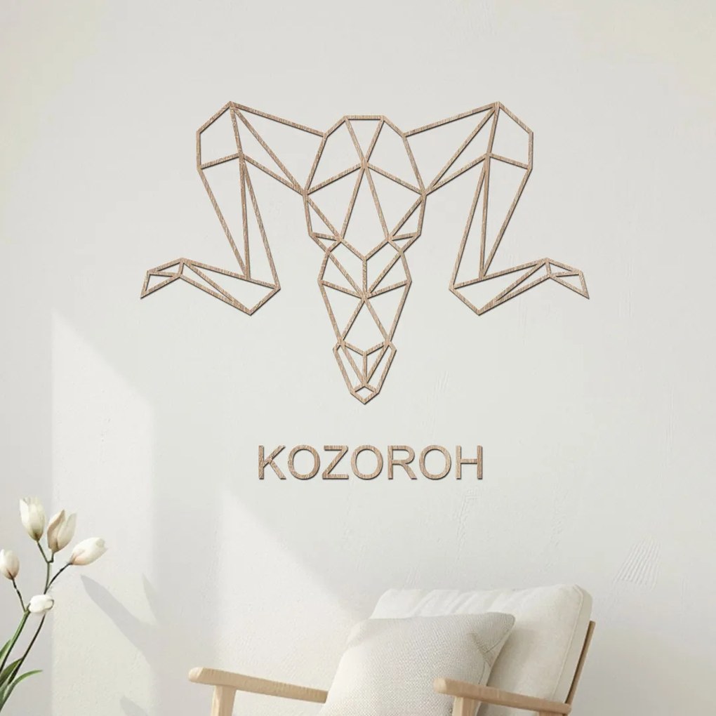 dřevo života Dřevěná samolepka na zeď znamení KOZOROH Zvolte rozměr (cm): 20x17, Zvolte barvu dekoru: Černá