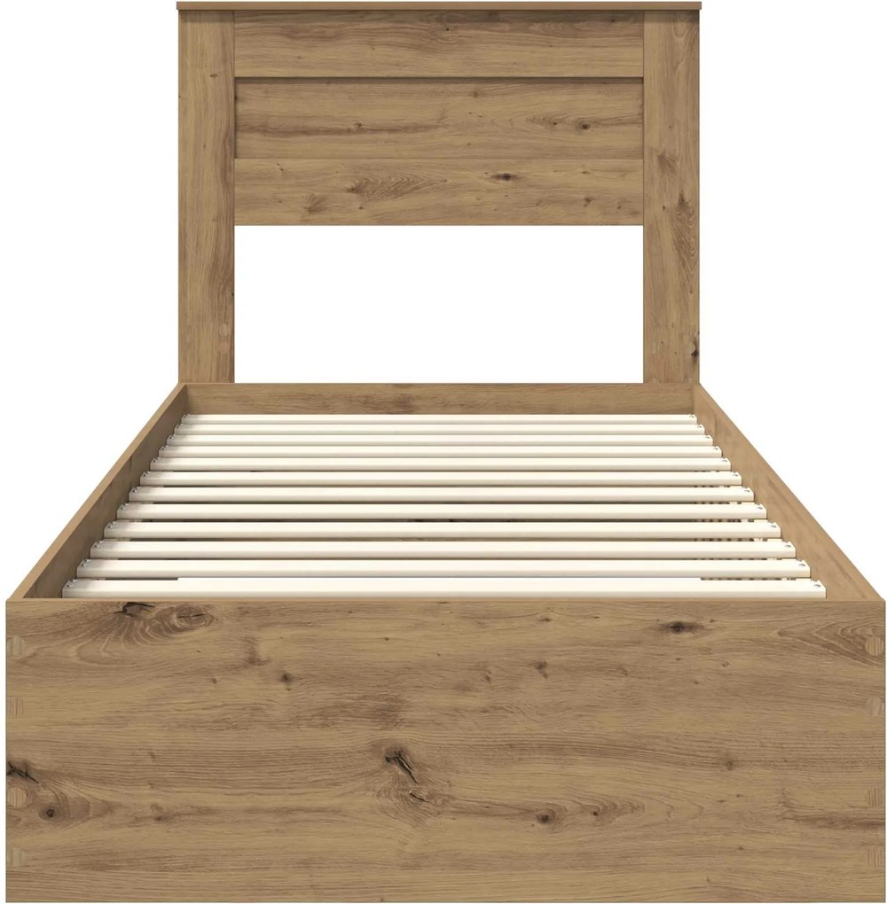 Rám postele s čelo Artisanový dub 100 x 200 cm Kompozitní dřevo 3410026