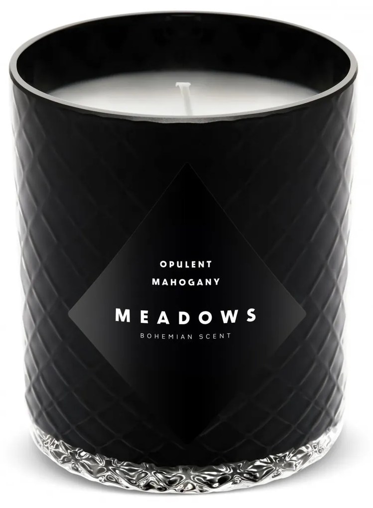 MEADOWS Luxusní vonná svíčka Opulent Mahogany, černá barva, sklo