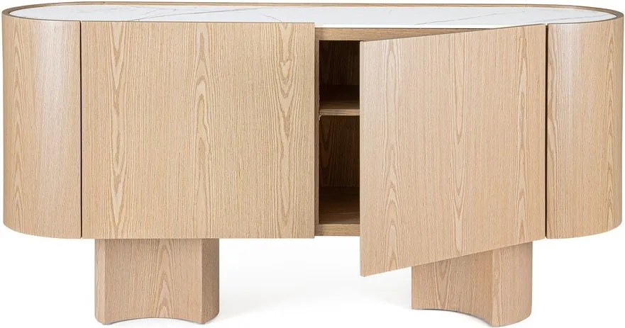 Komoda v dekoru dubu ve světle přírodní barvě 160x80,5x45,5 cm Otilia – Bizzotto