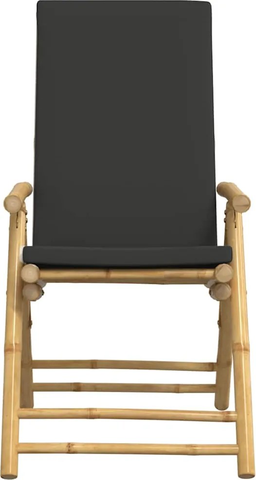 3dílný skládací bistro set s tmavě šedými poduškami bambus 3208938