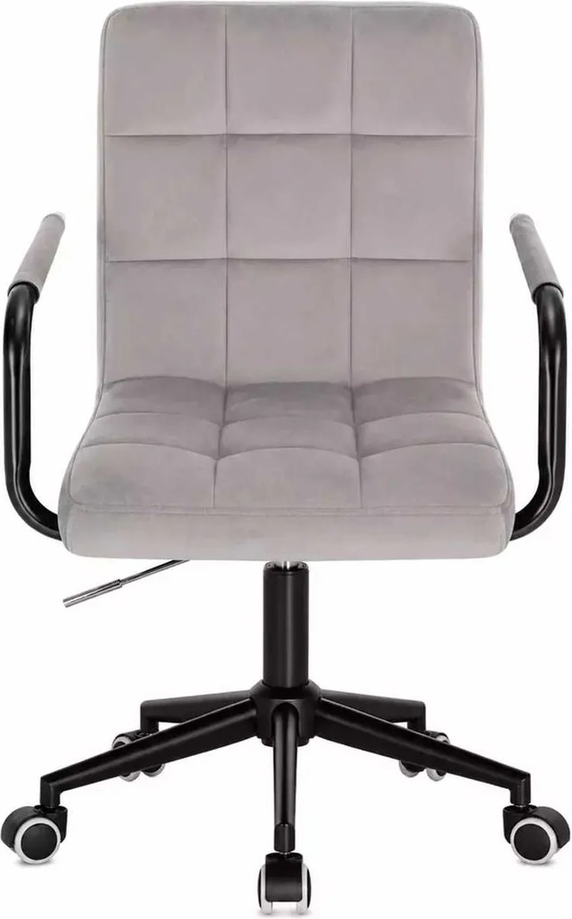 LuxuryForm DESIGN Otočná židle VERONA BLACK VELUR na černé podstavě s kolečky - světle šedá