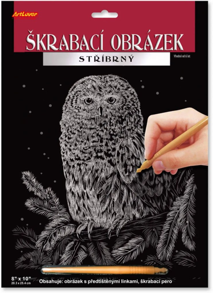 _Ostatní 1_ Obrázek vyškrabovací Zvířáta stříbrný kreativní set se škrabacím perem 3 druhy 22988745