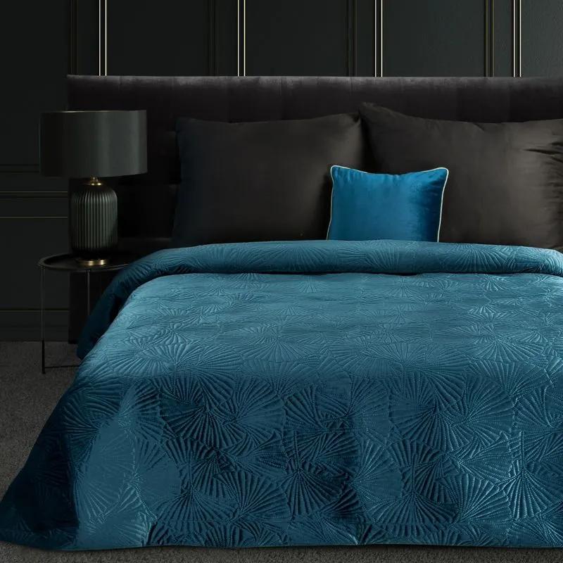 Eurofirany Námořnicky modrý přehoz na postel MUSA5 s potiskem 280x260 cm