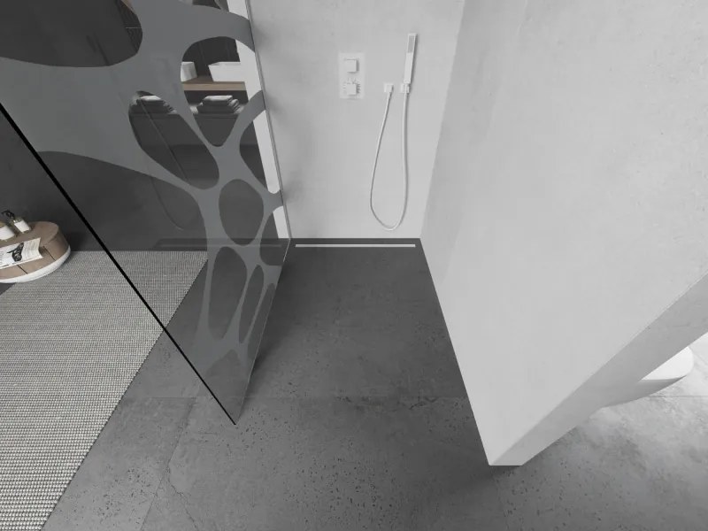 Mexen Kioto, Walk-In sprchová zástěna 100 x 200 cm, 8mm sklo čiré/bílý vzor, bílý profil, 800-100-101-20-97