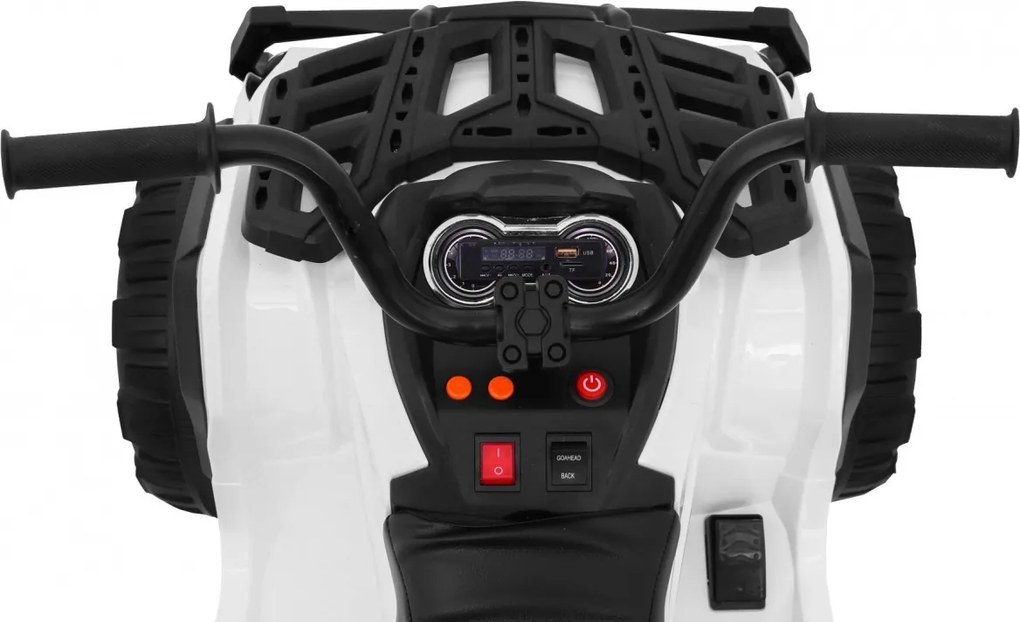Ramiz Dětská čtyřkolka ATV 2,4 GHz na baterie bílá + dálkové ovládání + EVA kola + MP3 rádio + pomalý start