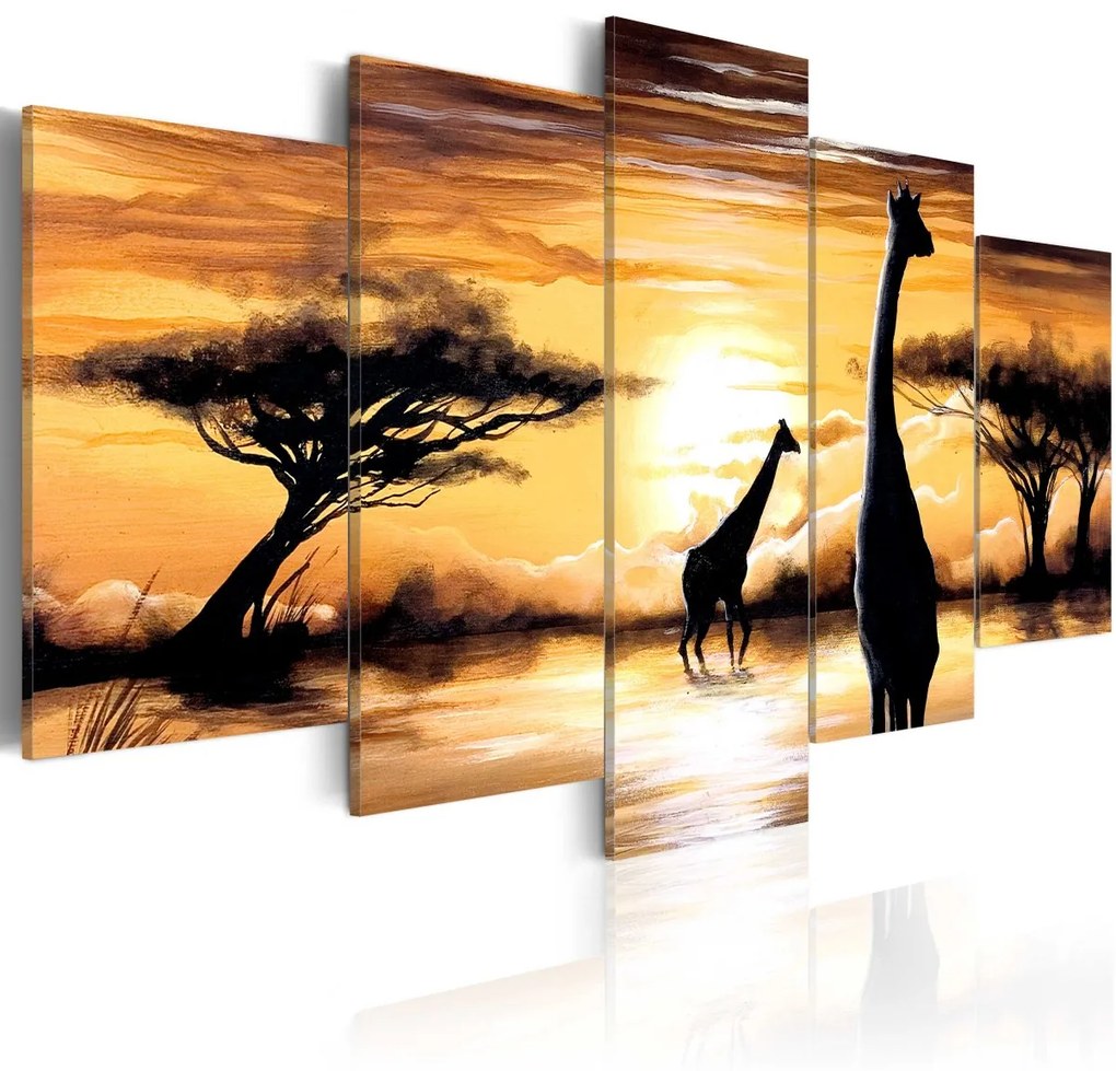 Vícedílný obraz žirafy + háčky a hřebíčky ZDARMA Velikost (šířka x výška): 200x100 cm
