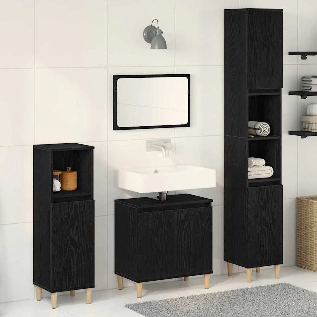 Sada koupelnového nábytku 3 ks Černý dub 30 x 30 x 180 cm 3333088