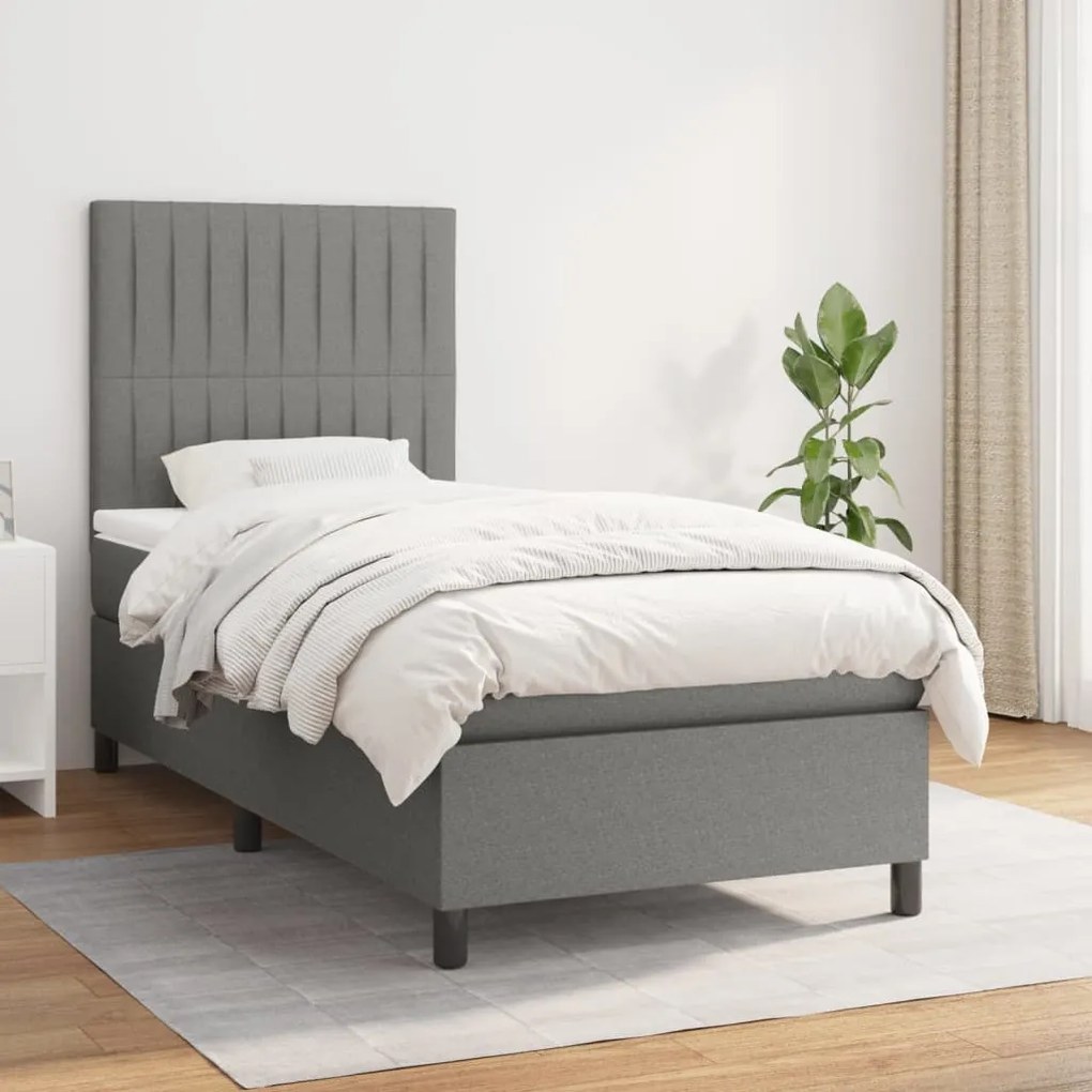 Box spring postel s matrací tmavě šedá 90x200 cm textil 3141906