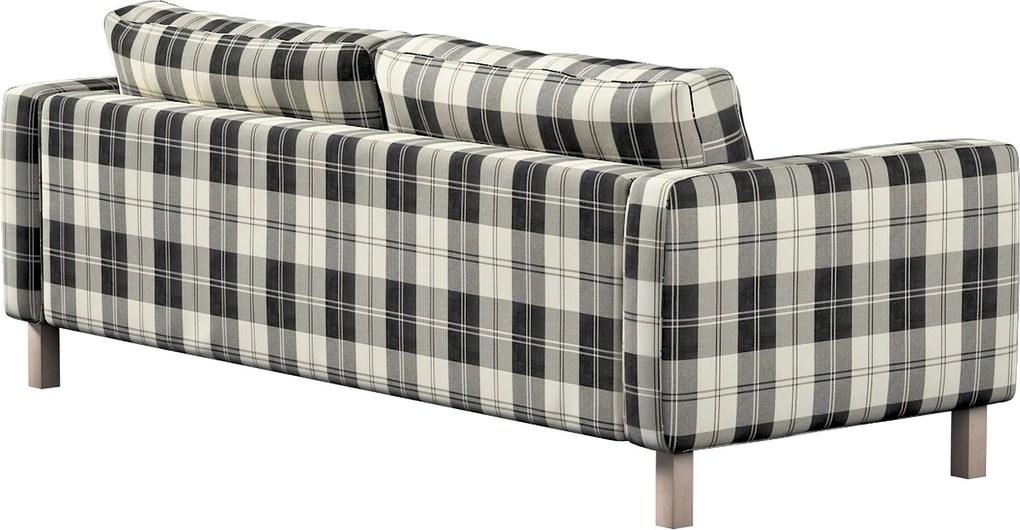 Potah na pohovku IKEA Karlstad, 3-místná, rozkládací barva černá látka pletený vzor, vzorované