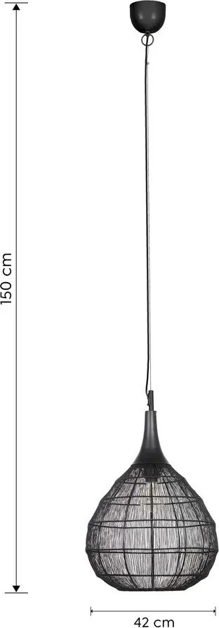 Matně černé závěsné svítidlo s kovovým stínidlem Soraya – Trio