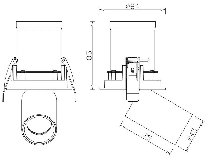Mantra Grada, bílá výklopná bodovka LED 7W 630lm 4000K, půměr 8,4cm