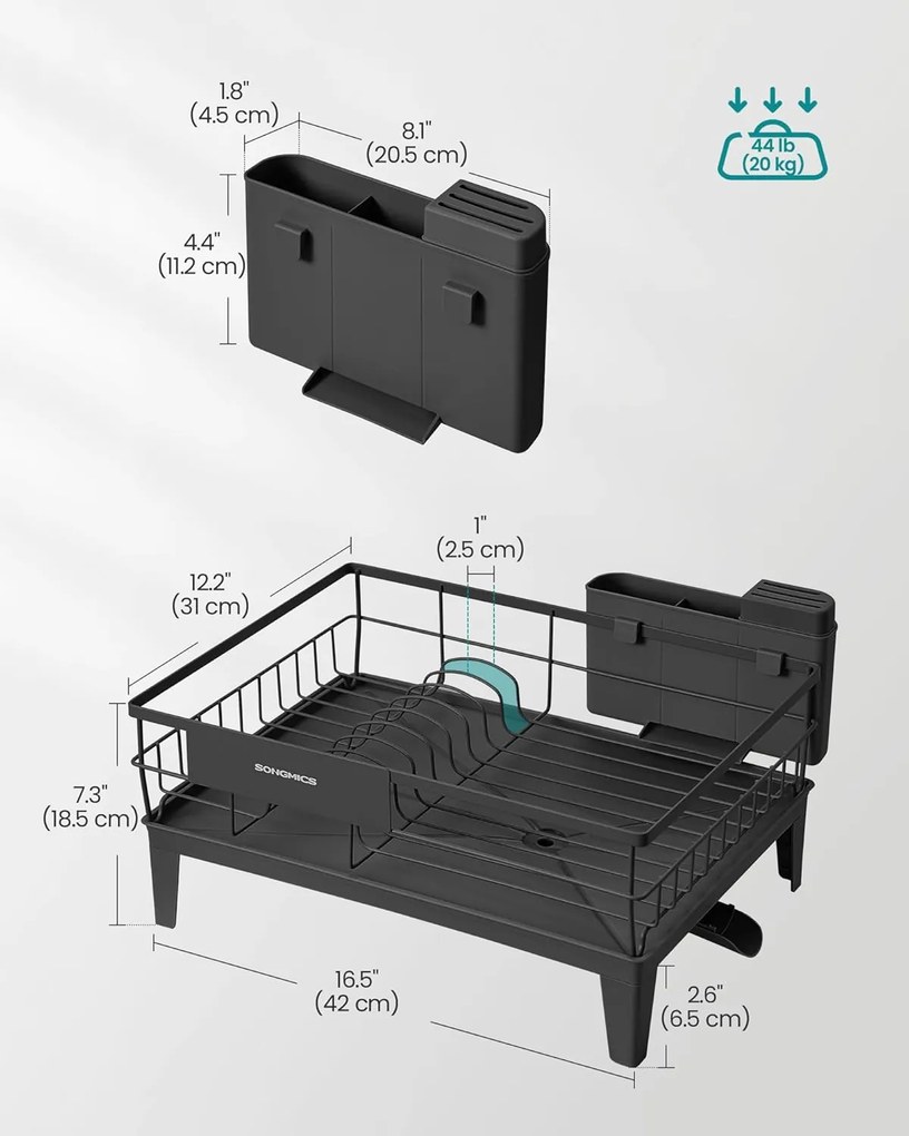 Odkapávač na nádobí Pavy 42 cm černý
