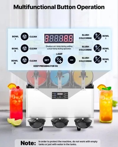 Komerční výrobník mražených nápojů, 15Lx3 Trojitý tankový stroj na ledovou kaši VEVOR