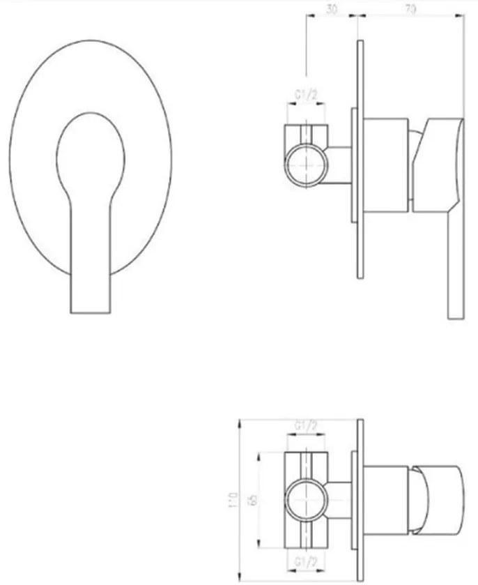 Deante Sprchová podomítková baterie Eliptic - BDQ 044L