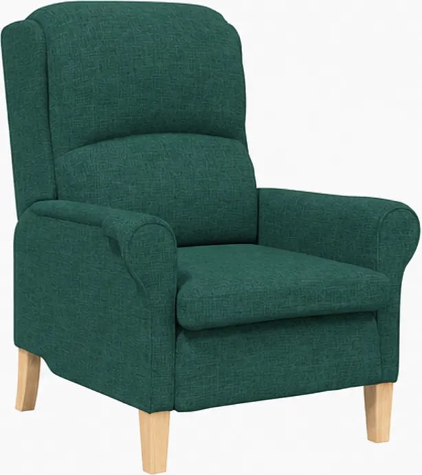 křeslo relaxační, odpočinkové, ušák, dřevo/textil, 101x95x75 cm, přírodní/tmavě zelená, Dekorino KR20260038