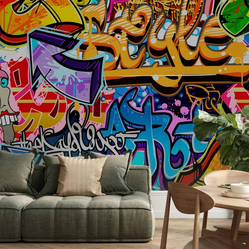 Fototapeta Městský mural - barevné graffiti s nápisy pro teenagera