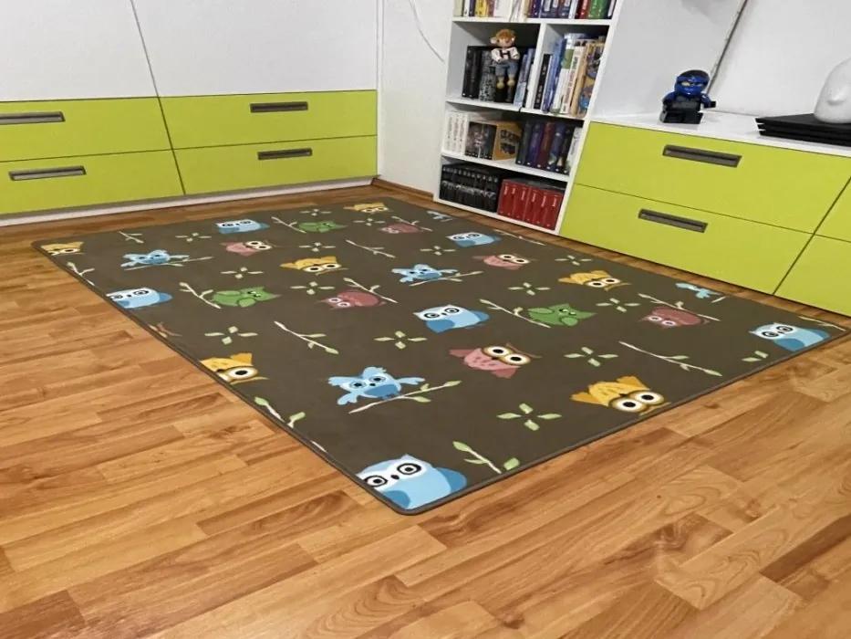Vopi Dětský koberec Sovička SILK 5258 hnědá 133 x 165 cm