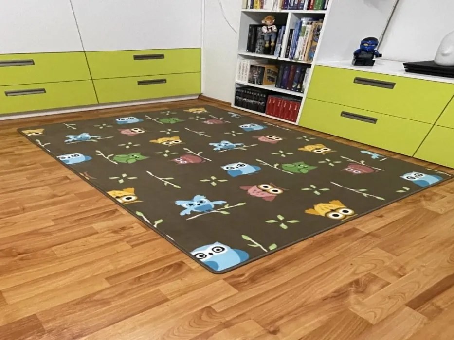 Vopi Dětský koberec Sovička SILK 5258 hnědá 160 x 240 cm