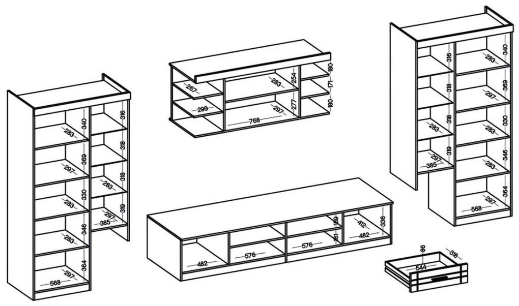 FALCO Bytová stěna Parker Odstín: Dub sonoma