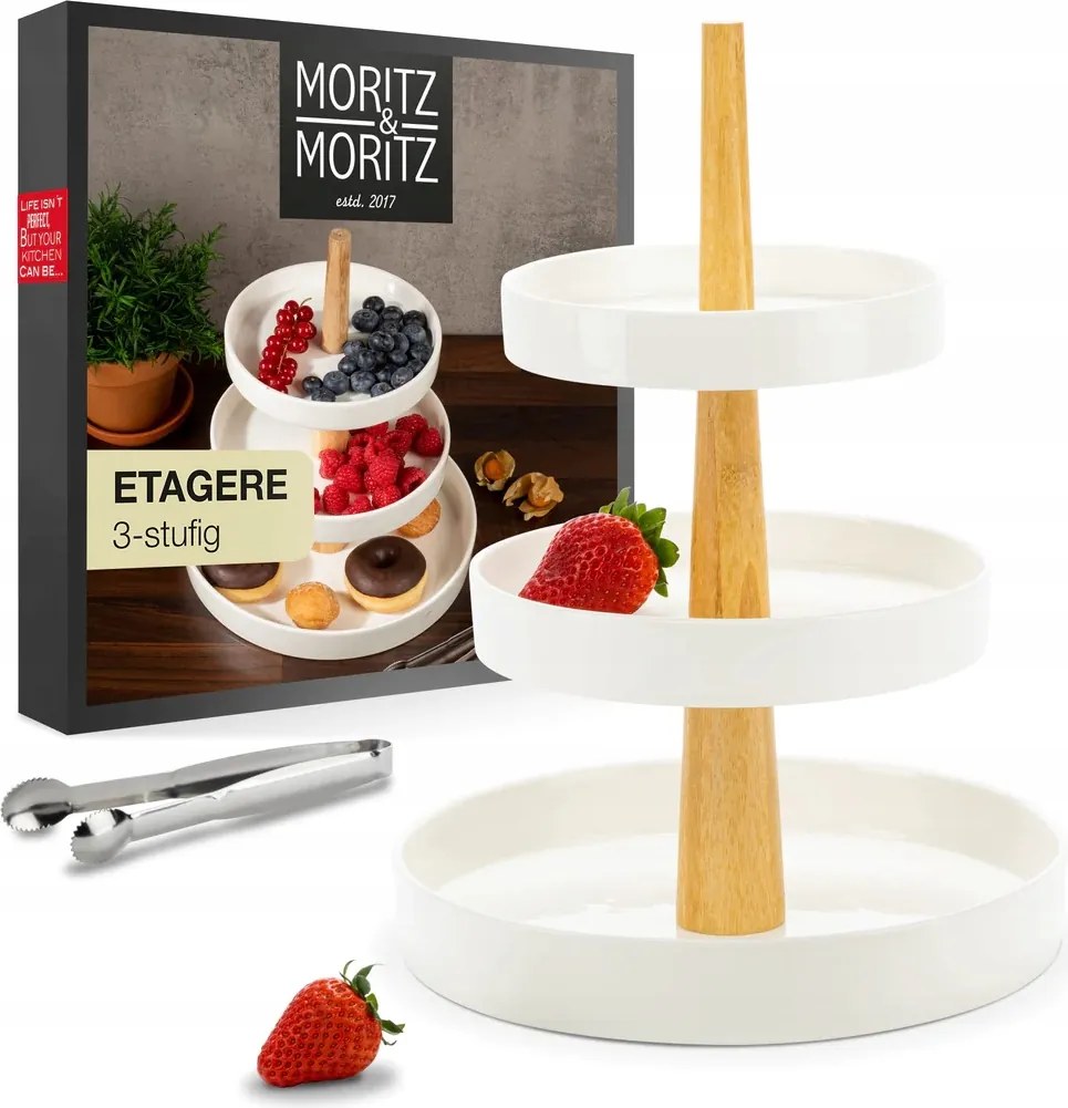 Podnos Moritz & Moritz Miska na ovoce 3 patra z porcelánu kleště