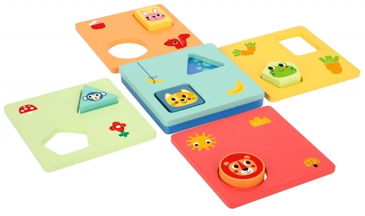 Tooky Toy Montessori Puzzle Zvířecí tvary a barvy