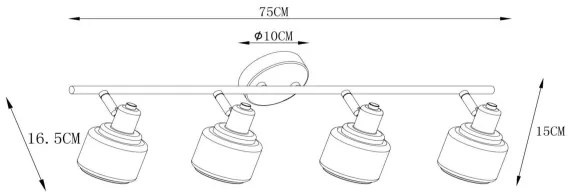Lucide 77979/04/30 - Bodové svítidlo BJORN 4xE14/40W/230V černá