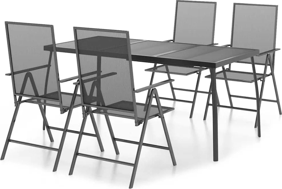 5dílný zahradní jídelní set antracitový ocel 3187982