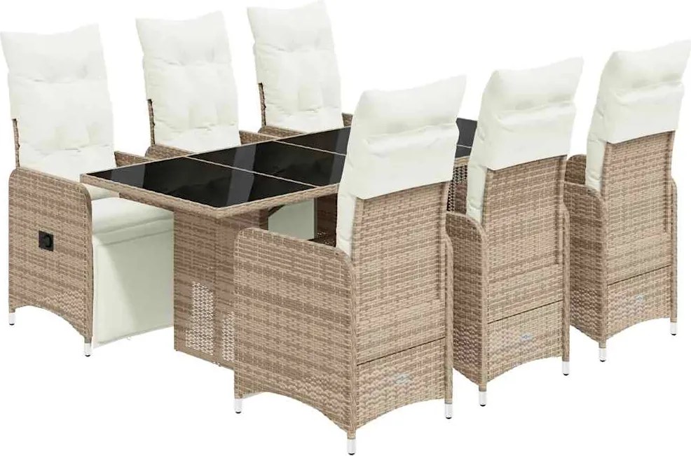 7dílný zahradní bistro set s poduškami hnědý polyratan 3277215