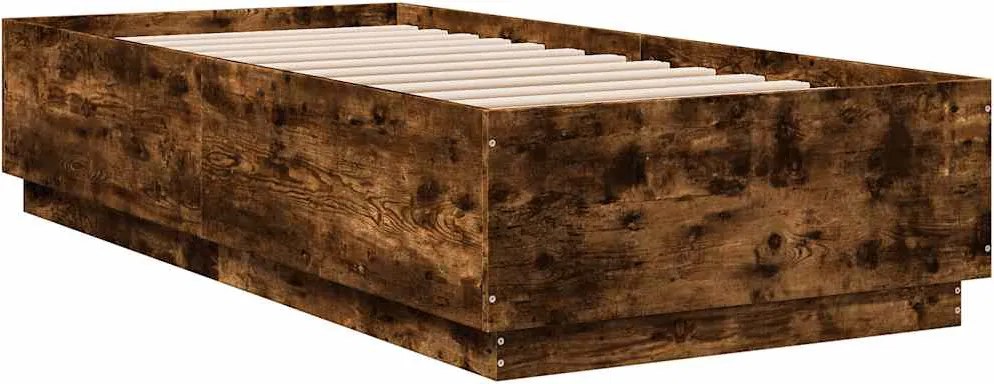 Rám postele s LED osvětlením kouřový dub 100 x 200 cm kompozit 3209629