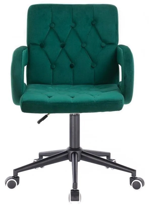 LuxuryForm DESIGN Otočná židle BOSTON VELUR na černé podstavě s kolečky - zelená