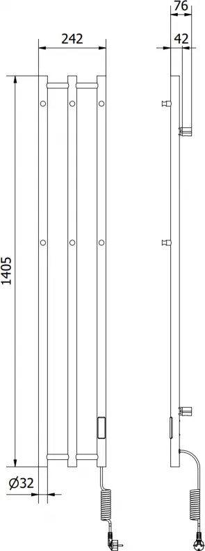 Mexen Pino, elektrické topné těleso s věšáky na ručníky 1405x242 mm, 200 W, černá, W301-1405-242-00-70