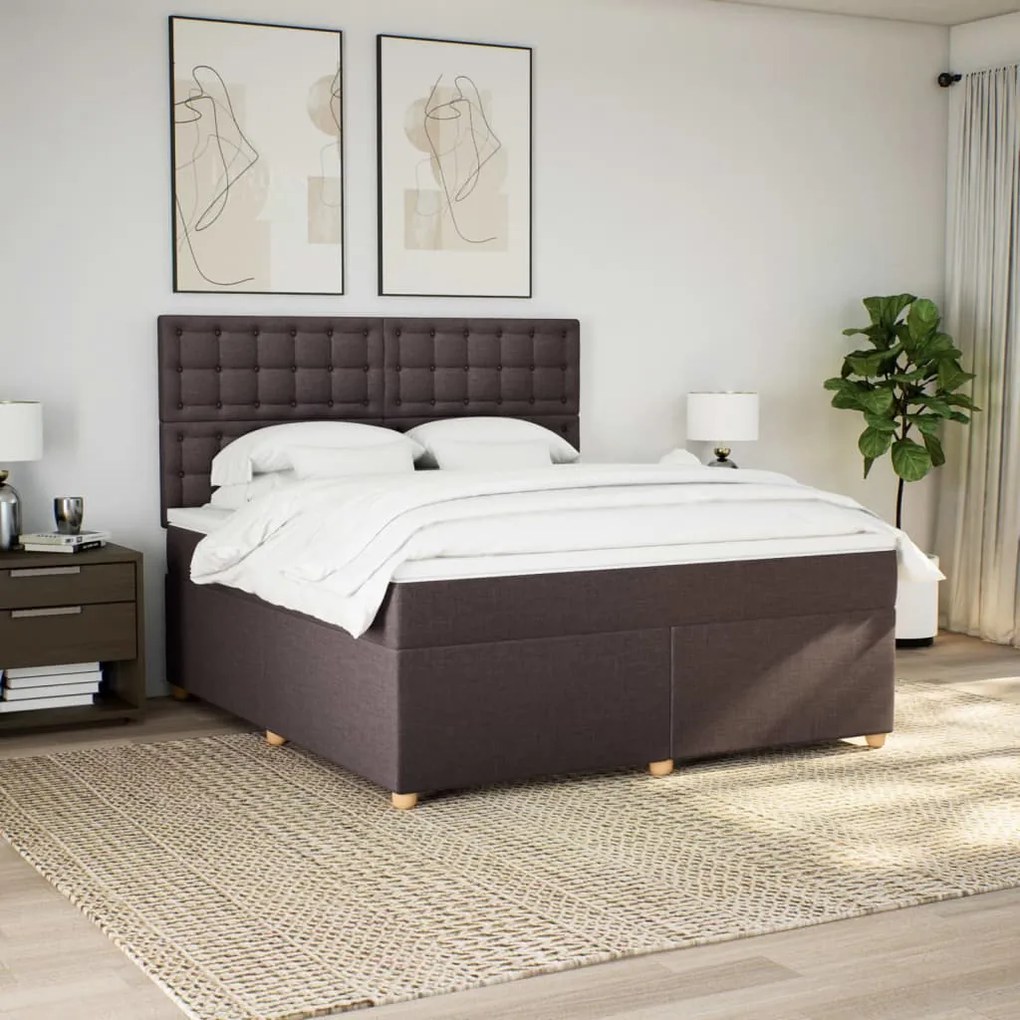 Box spring postel s matrací tmavě hnědá 180x200 cm textil 3291376