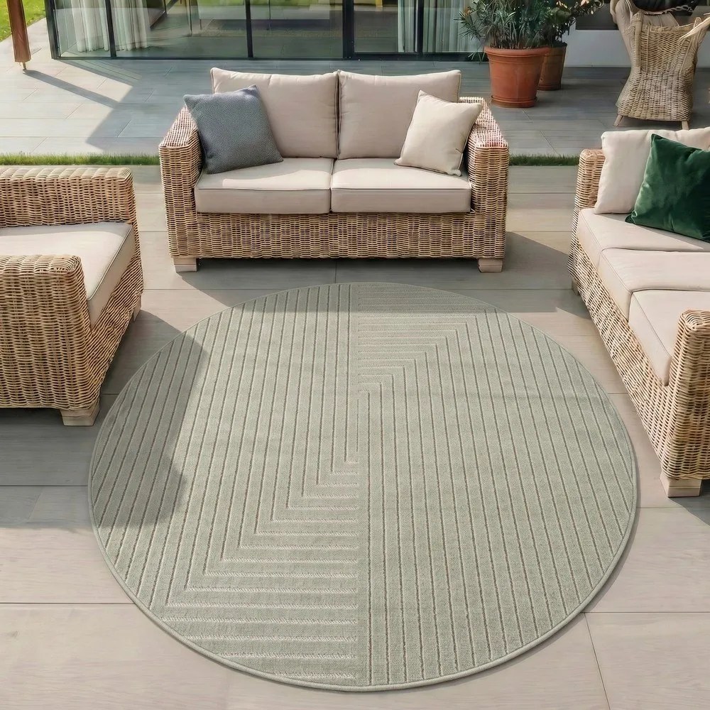 Zelený kulatý vnitřní a venkovní koberec ø 120 cm Nova 1202 – Ayyildiz Carpets