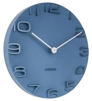 Nástěnné hodiny Manto 42 cm, modrá/chrom