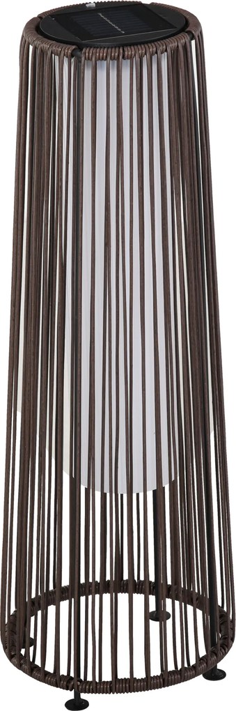 Solární lampa Outsunny, zahradní lampa, ratanové solární světlo, automatické LED, hnědá, 21,5 x 21,5 x 61 cm | Aosom